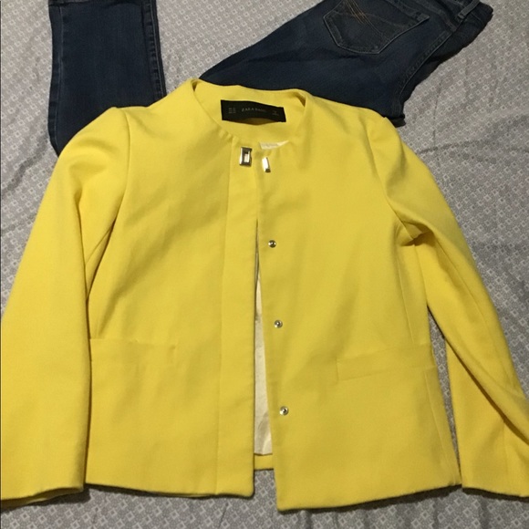 Zara | Jackets & Coats | Zara Lemon Yellow Jacket | Poshmark